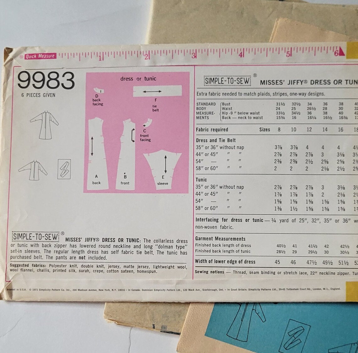 Sewing Pattern Women 70s Vintage Style Tunic Blouse and Dress ...