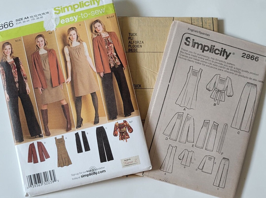 Simplicity Sewing Patterns for Womens Jumper Dress Tops Pants Vests ...