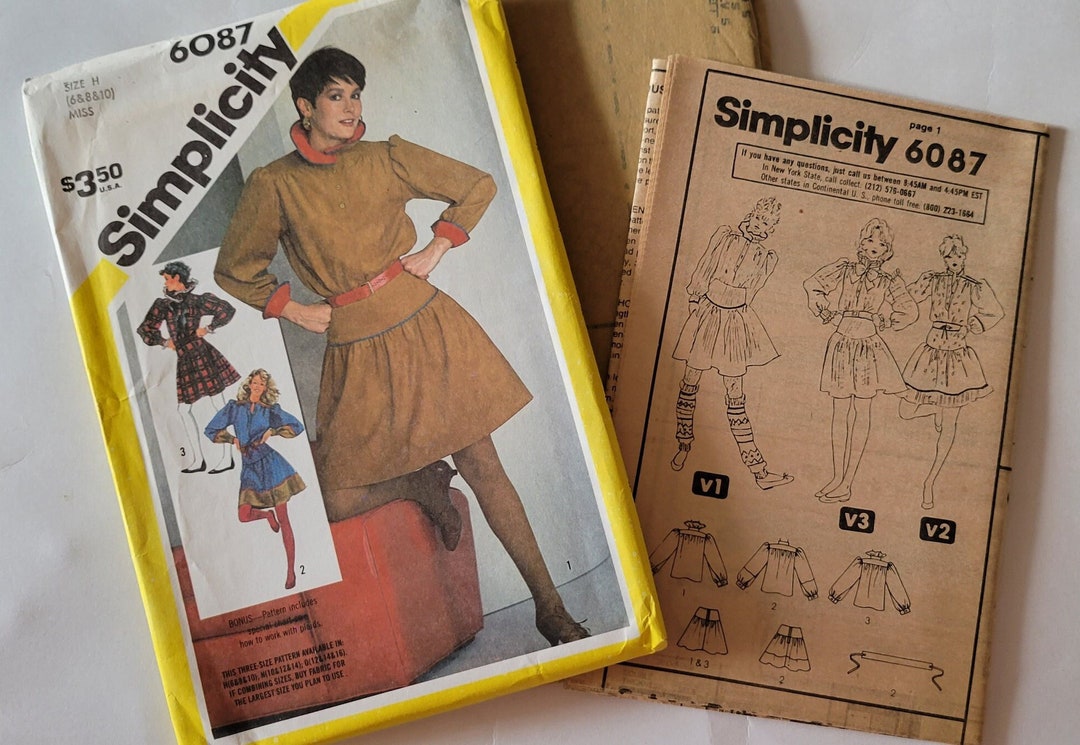Two Piece Dress Sewing Patterns for Womens Tops & Skirt Set, Vintage ...