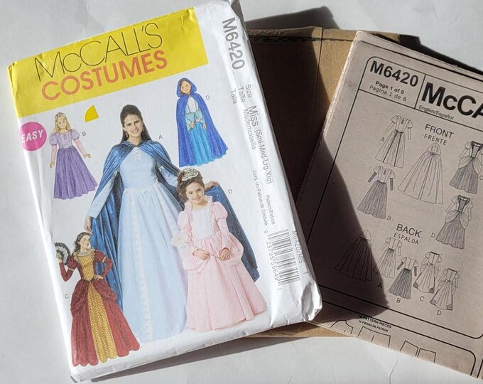 Women Costume Sewing Pattern Adult Princess Dress and Cape Mccalls ...