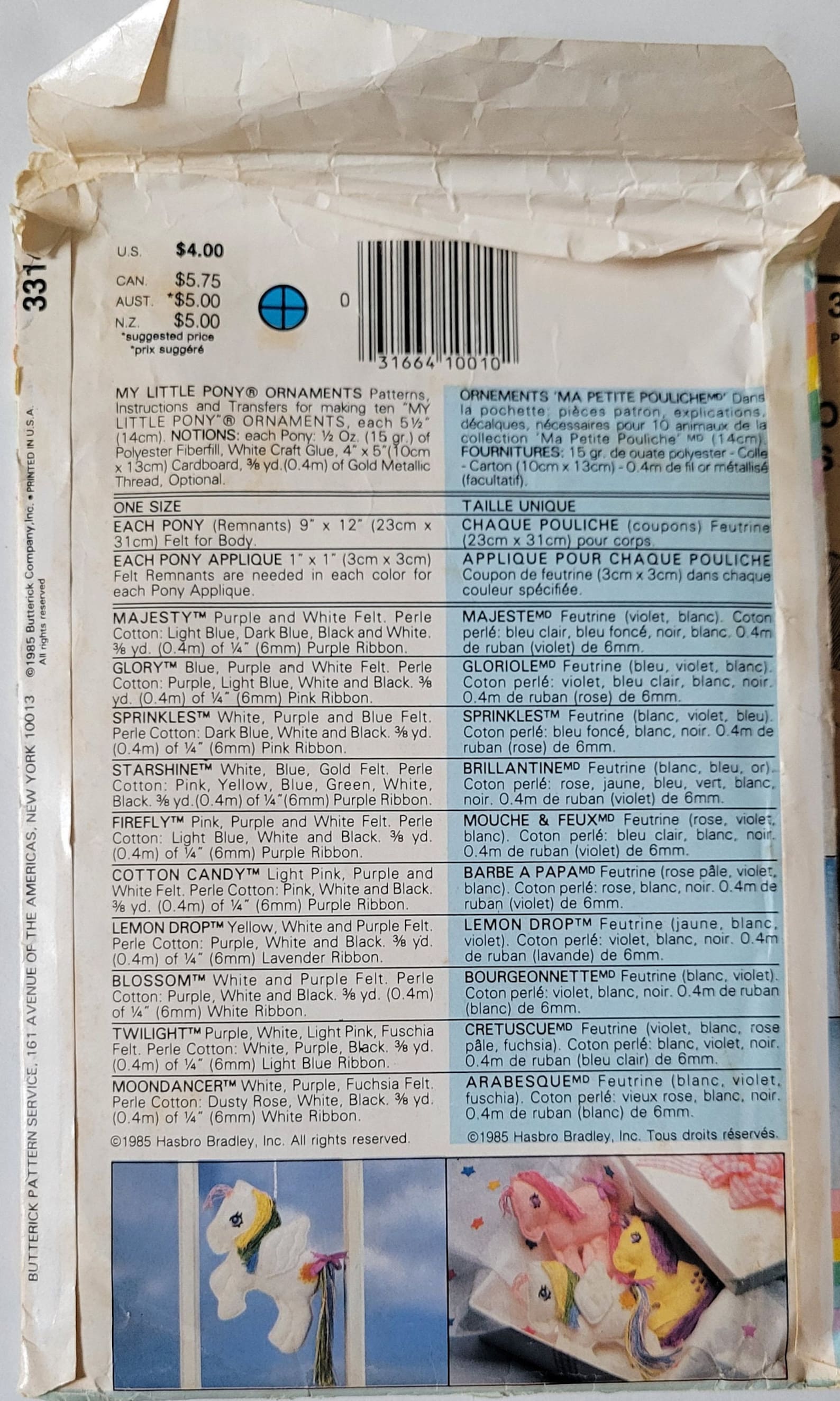 Vintage My Little Pony Sewing Patterns Stuffed Toy, Butterick 3314 ...