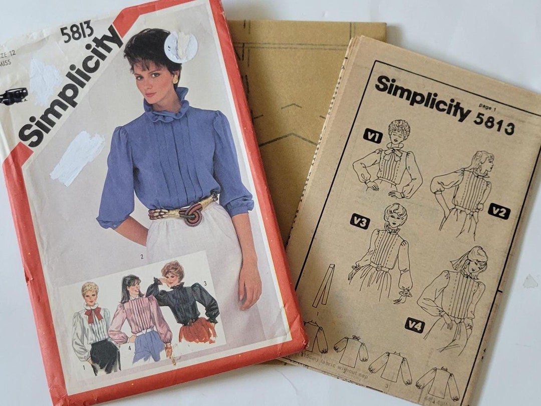 Vintage Blouses Sewing Patterns for Womens Tops Tucked Blouse Long ...