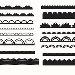 Scalloped Borders SVG Bundle Seamless Border PNG Clipart Laser Cut File ...