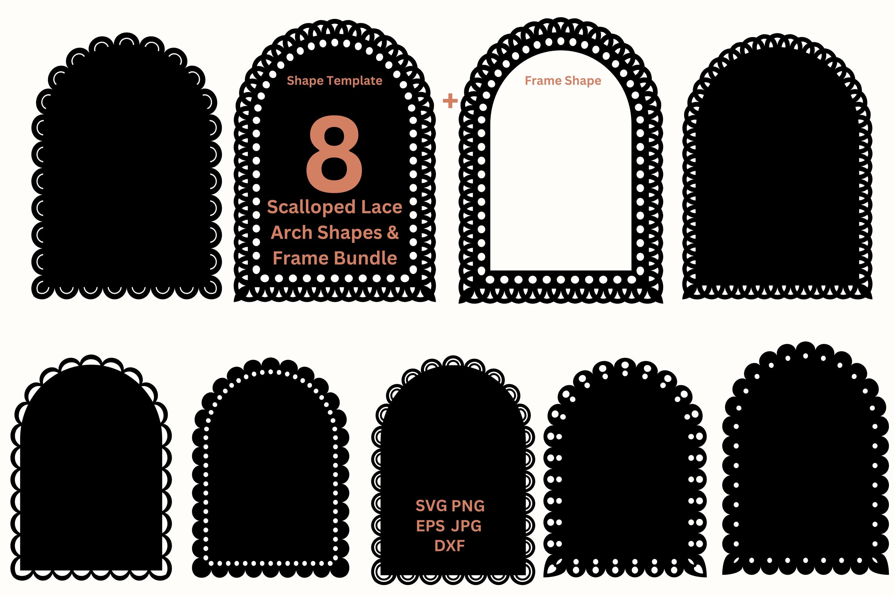 Scalloped Arch SVG Template Shapes SVG Bundle Paper Banner Svg PNG ...
