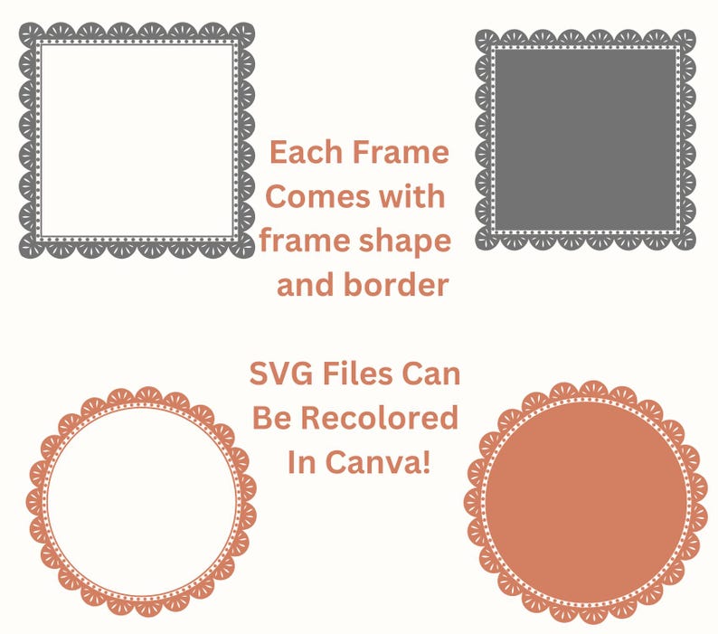 Lace Borders SVG Scalloped Frames Shapes PNG Wedding Invitation Invite ...