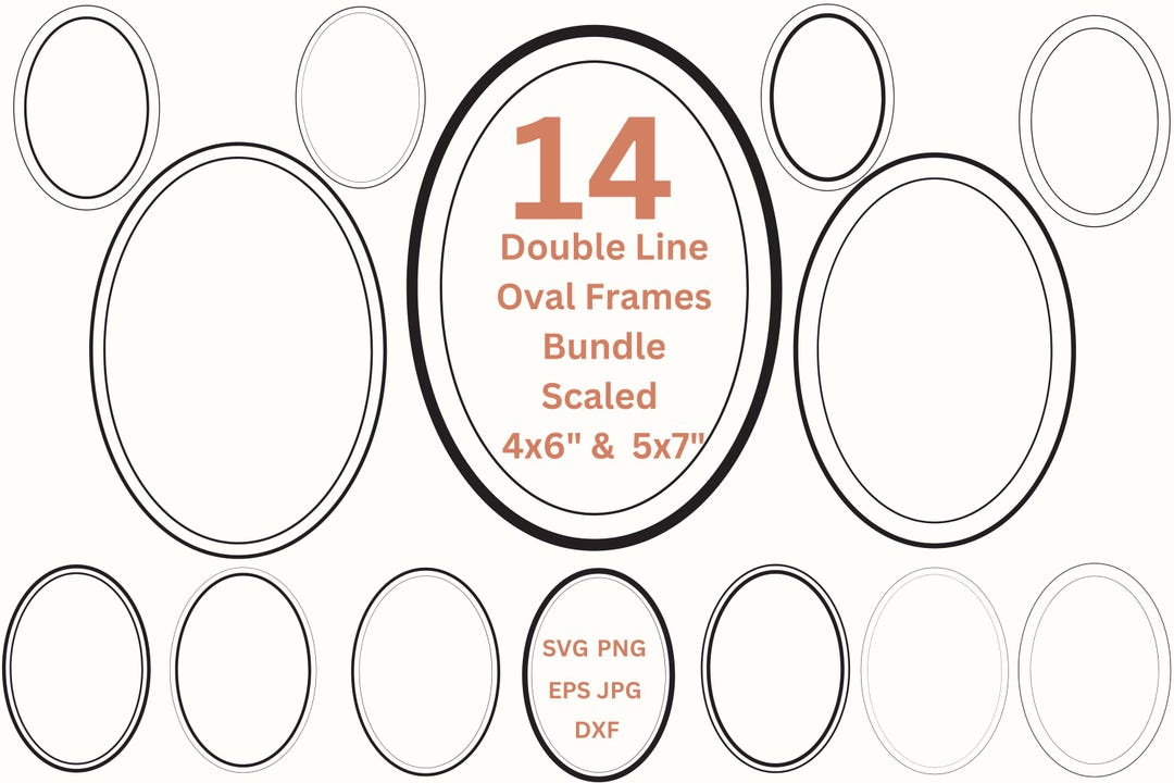 Simple Oval Frame SVG Double Line Border SVG PNG, Invitation & Wedding ...
