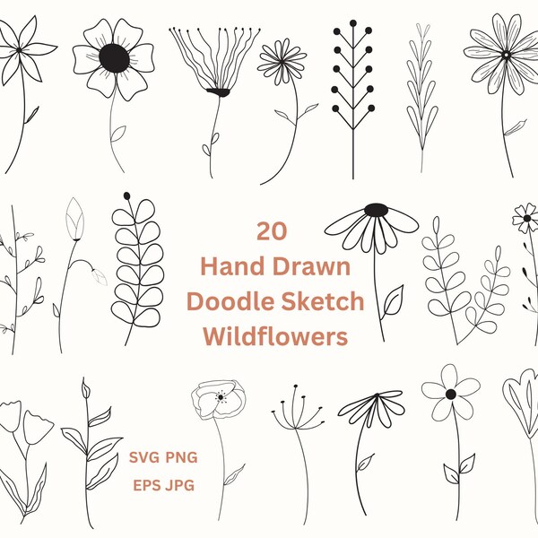 Wildflower Doodle - Etsy