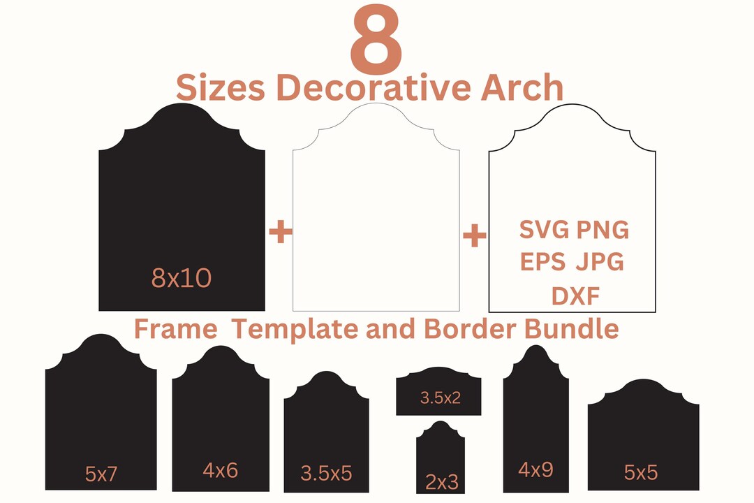 Arch Frame SVG Bundle Shapes Templates PNG Invitation Borders PNG ...