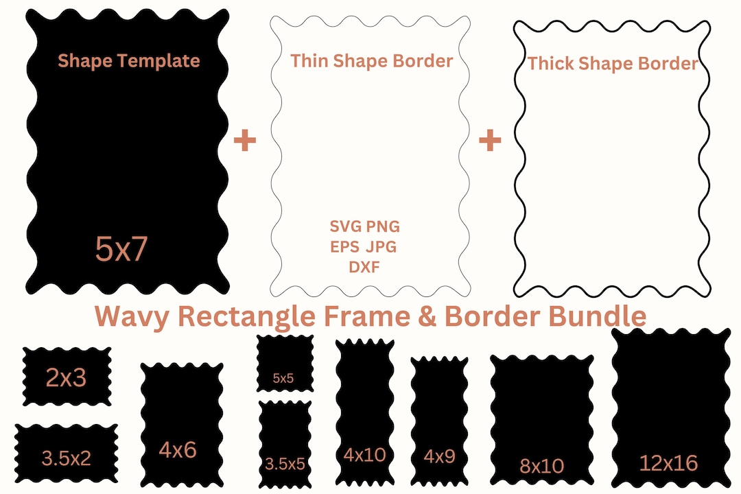 Wavy Rectangle Frame SVG Wedding Invitation Shapes Border Clipart ...