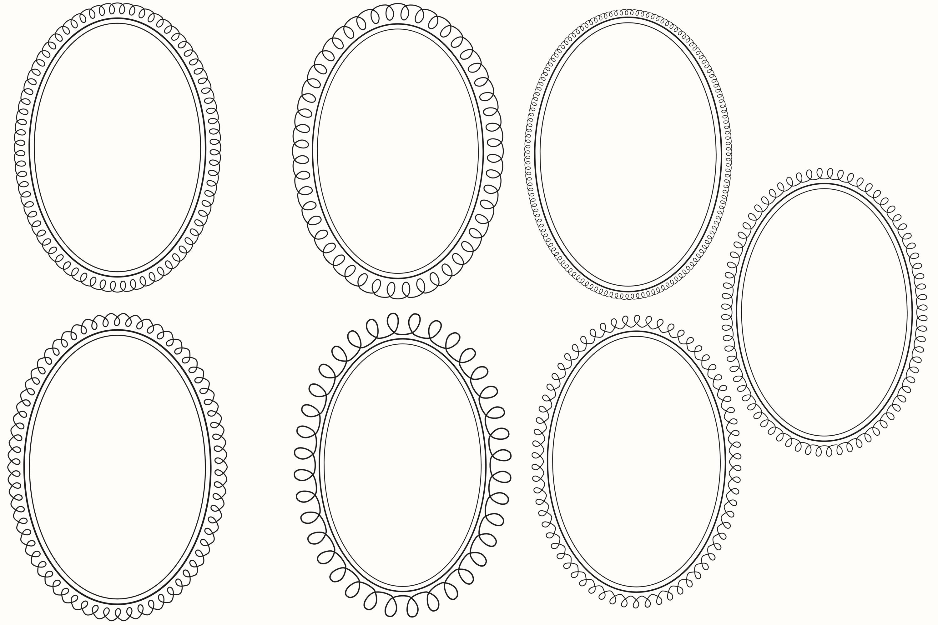 Hand Drawn Frame SVG Bundle Whimsical Doodle Frame Clipart, Oval Frame ...
