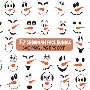 Snowman Faces Ornaments SVG Bundle PNG Cute Christmas Shirts Family ...