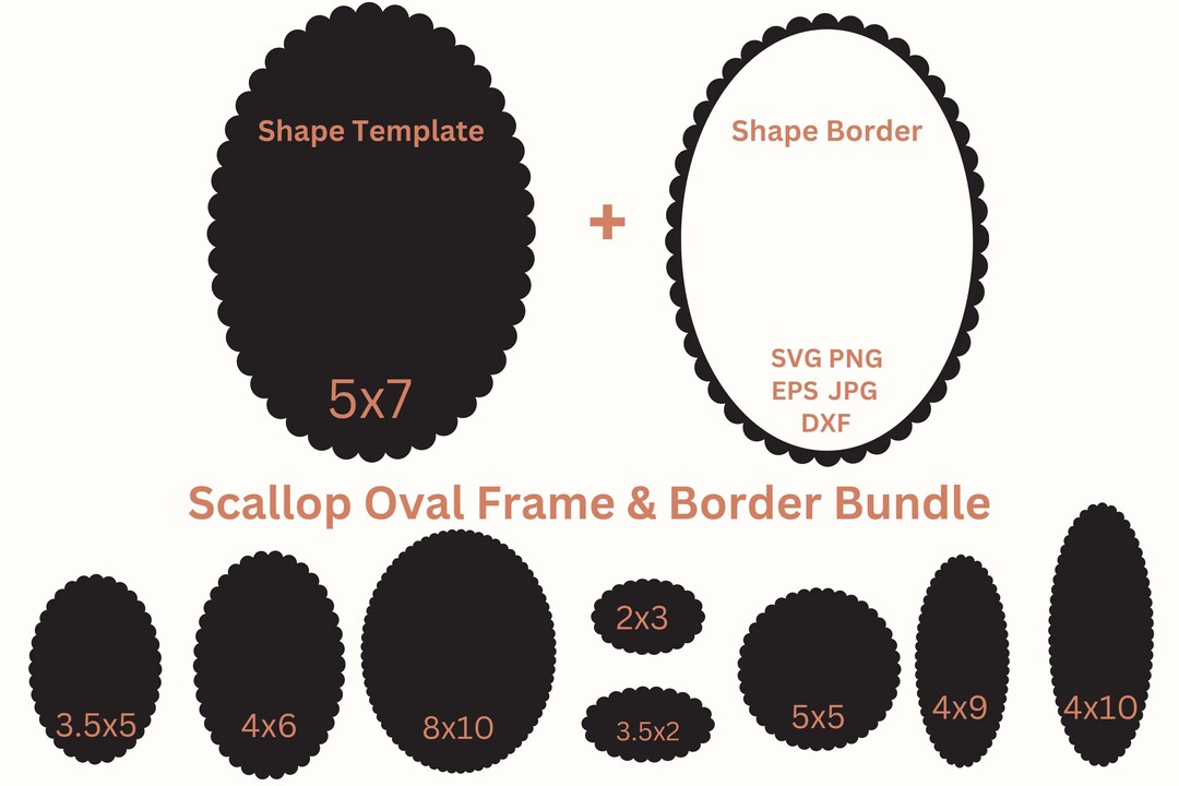 Scalloped Oval Frame SVG Borders PNG Invitation Shapes Laser Cut File ...