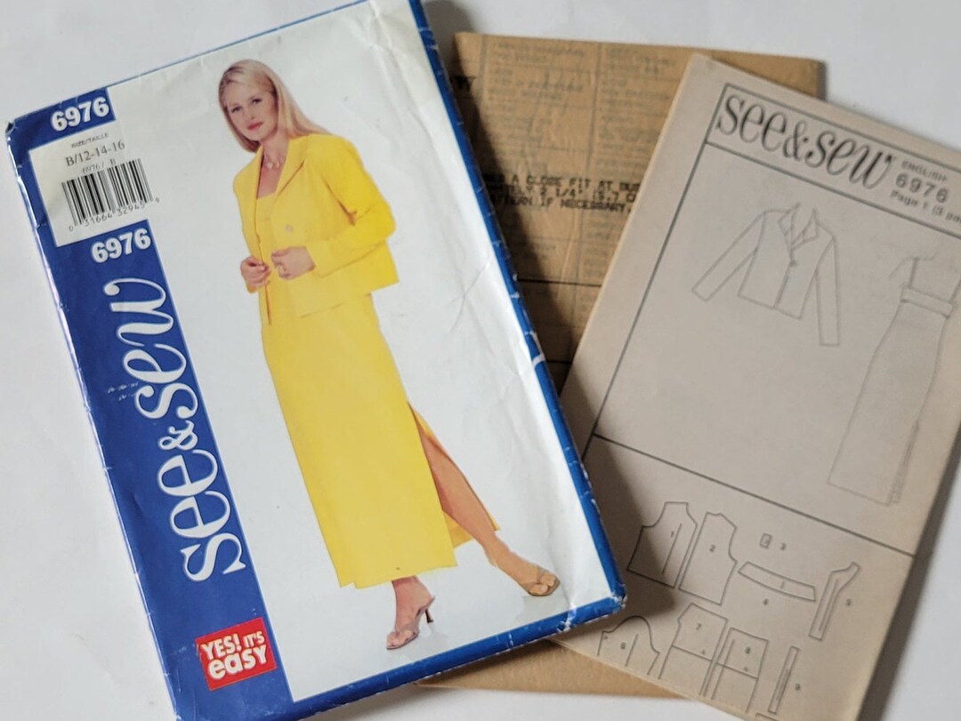 Y2k Dress and Jacket Sewing Patterns for Womens Size 12 14 16, See ...