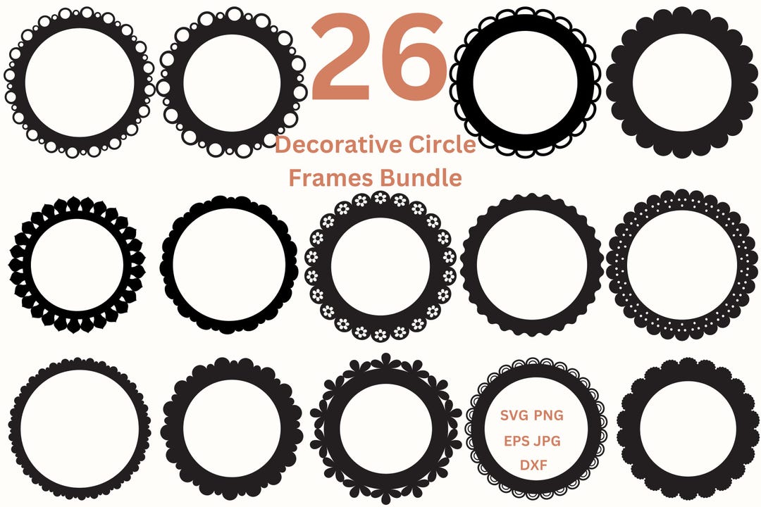 Scalloped Circle SVG Frames and Borders PNG Invitation Shapes, Wedding ...