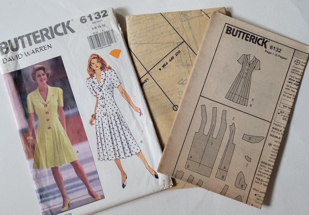 Fit Flare Dress Button Front Sewing Patterns Womens 90s Dresses David ...