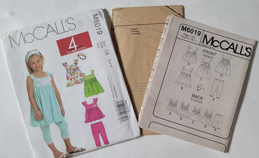 Sewing Patterns Girl's Dresses Top Leggings and Headband, Mccalls ...