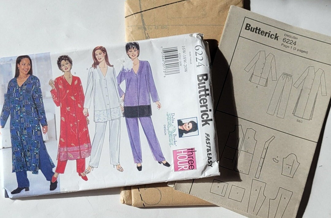 Fall Tops Sewing Patterns Womens Duster Pants & Tunic Tops, Butterick ...