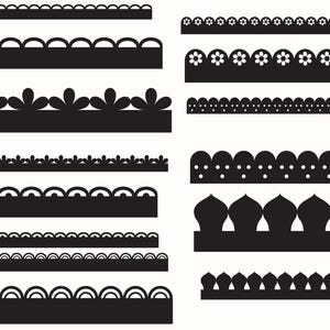 Scalloped Borders SVG Bundle Seamless Border PNG Clipart Laser Cut File ...