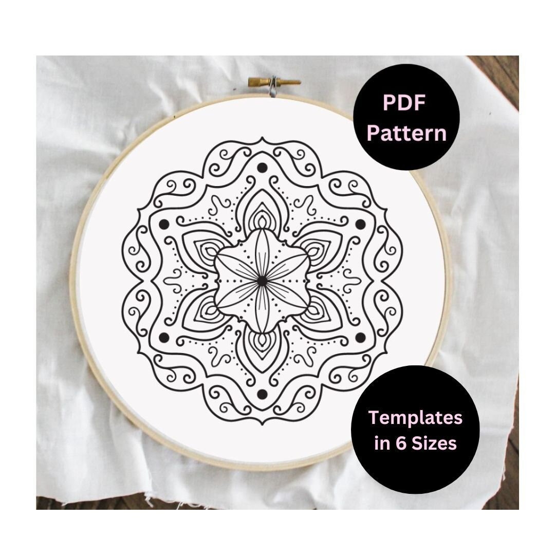 Mandala Hand Embroidery Patterns PDF Designs, Flower Hoop Art Printable ...