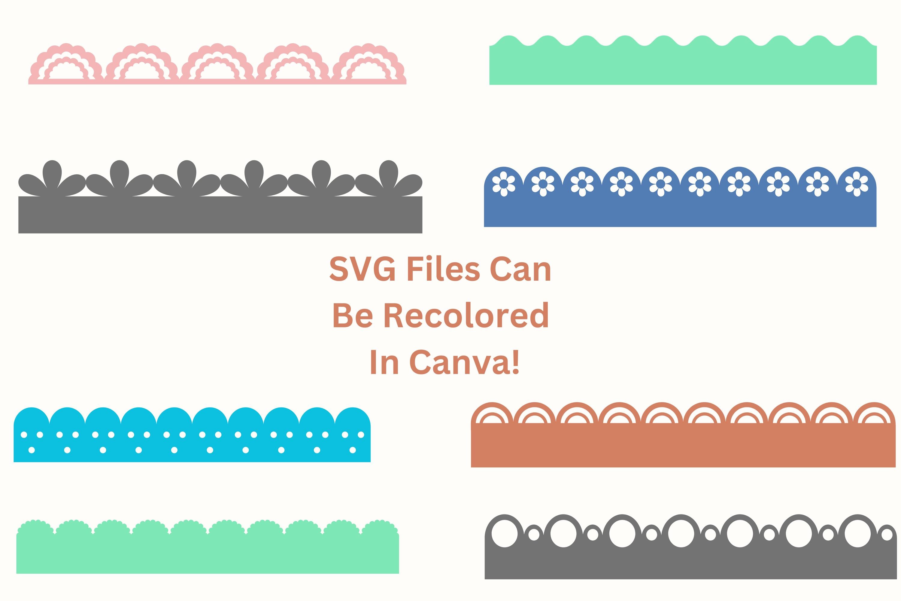 Scalloped Borders SVG Bundle Seamless Border PNG Clipart Laser Cut File ...