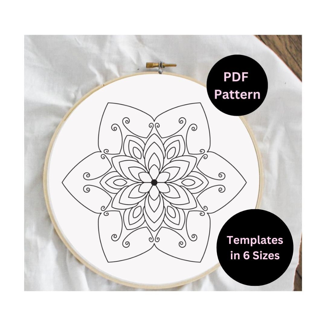 Mandala Embroidery Hoop Art Embroidery Pattern Flower Hand Embroidery ...