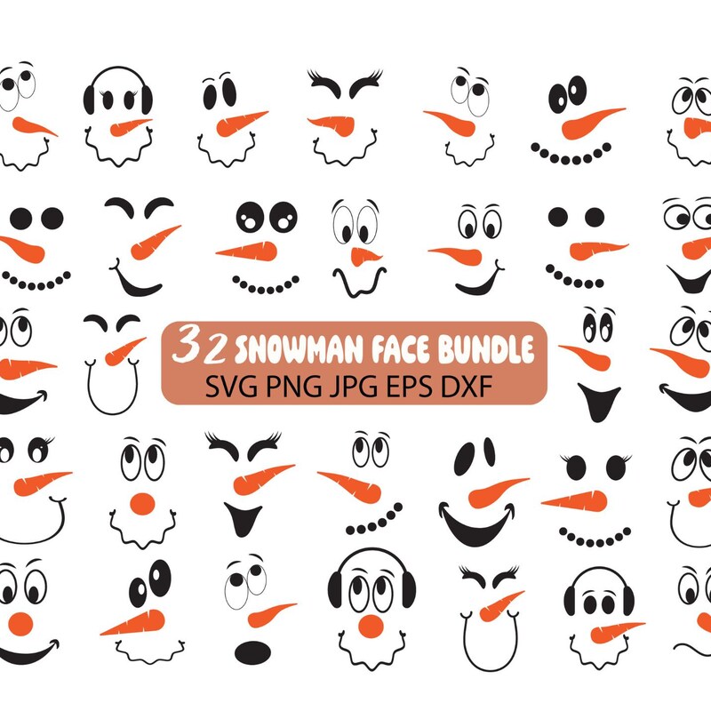 Snowman Face Clipart - Etsy