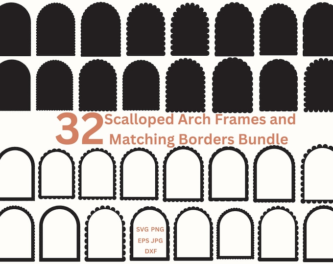 Scalloped Oval Frame Laser Cut File SVG Borders Clipart PNG, Decorative ...