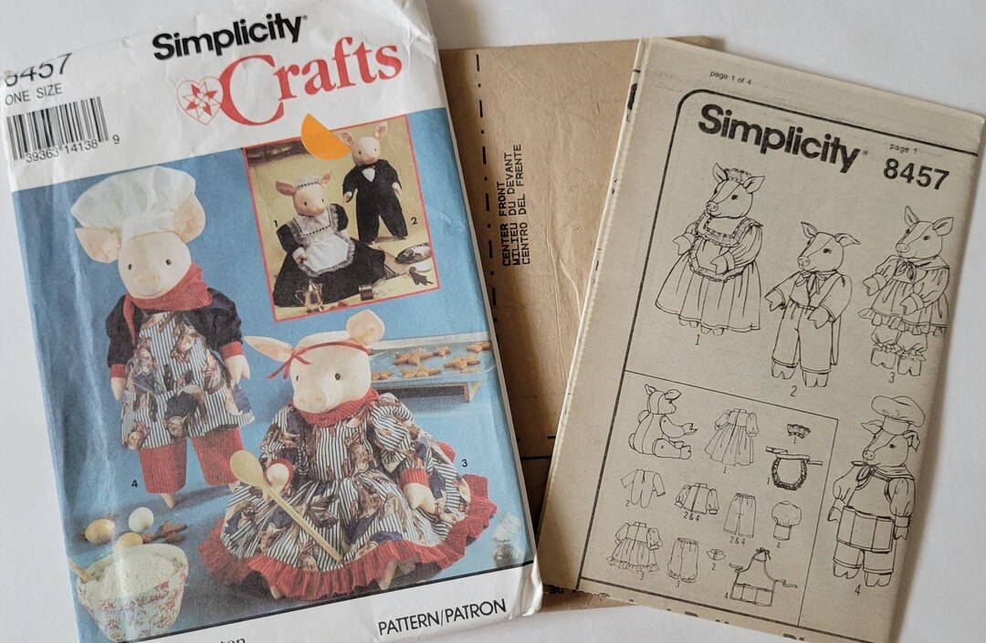 Sewing Patterns Stuffed Pig Doll and Clothes Simplicity Crafts 8457 ...