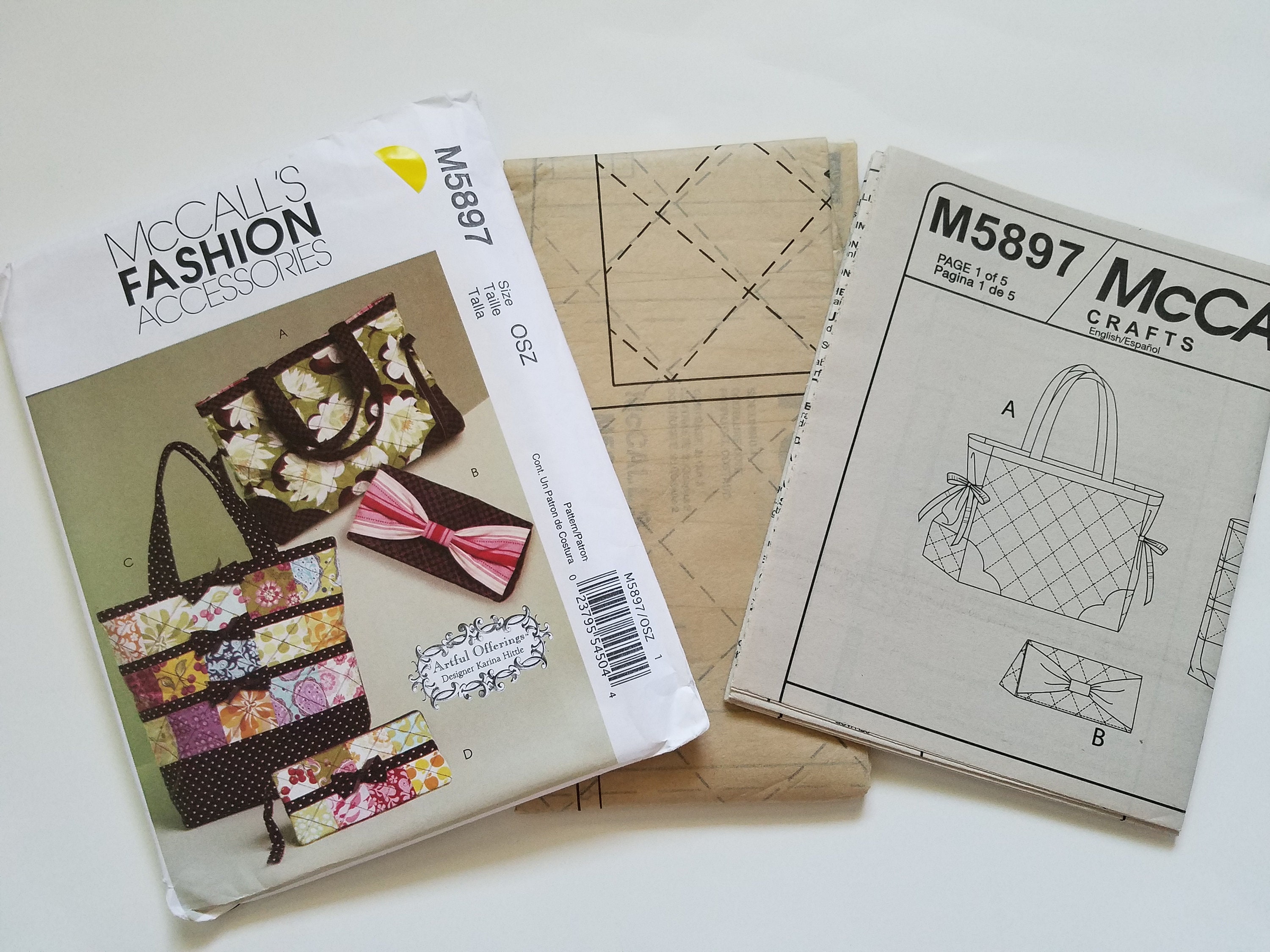 Sewing Pattern for Purses Mccalls Fashion Accessories M5897 5897 Totes ...