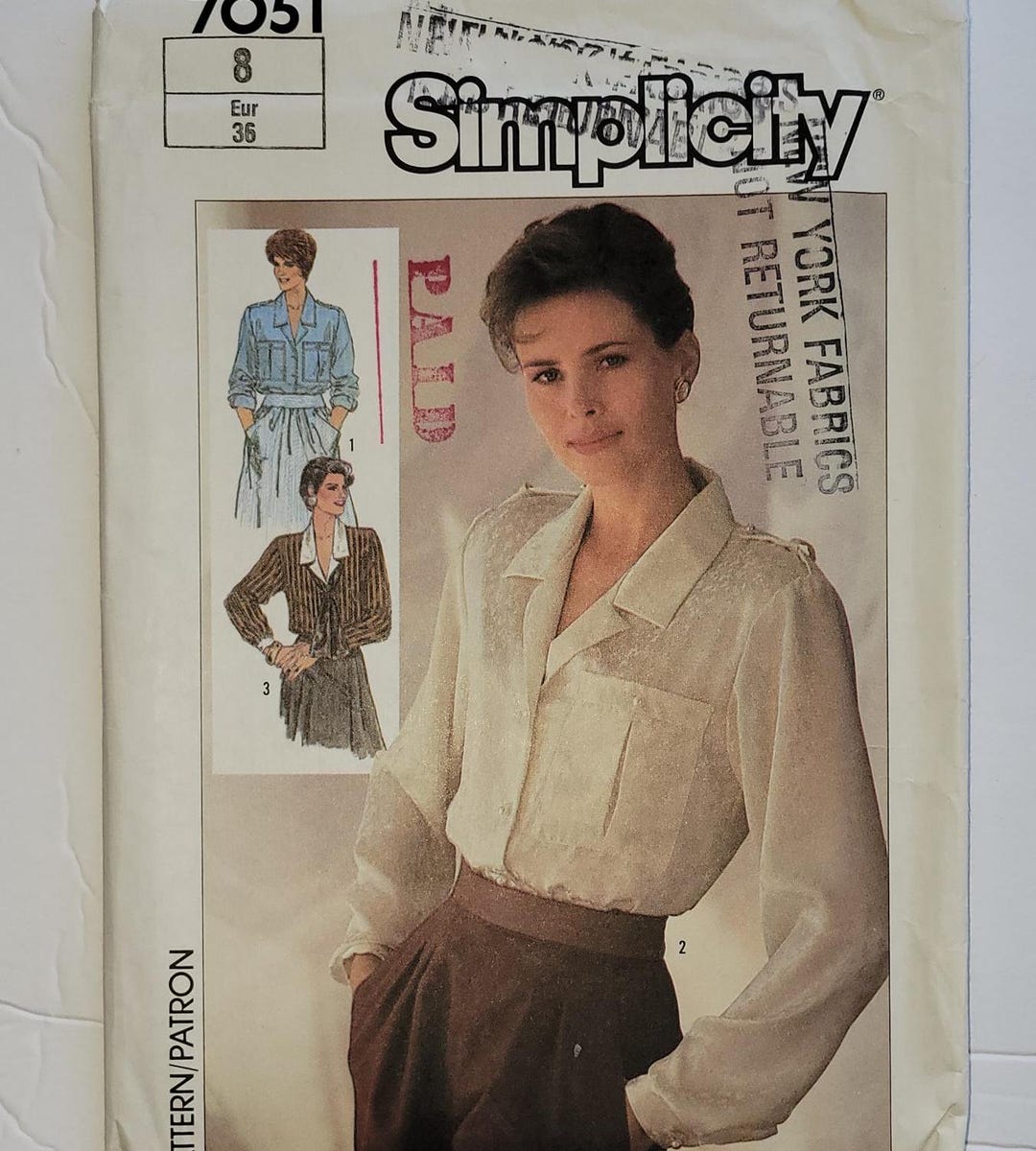 Vintage Blouse Sewing Pattern for Womens Tops Button Down Long Sleeve ...