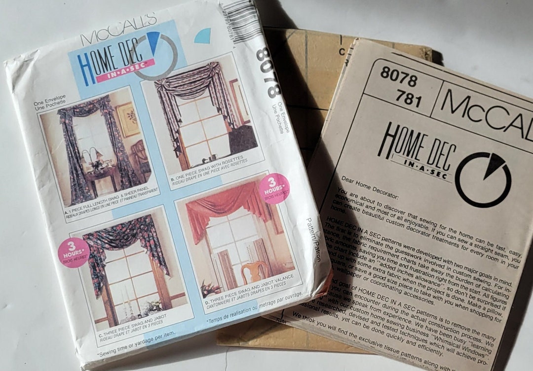 Swag Valance Curtains Pattern Mccalls Sewing Pattern 8078 Uncut New ...