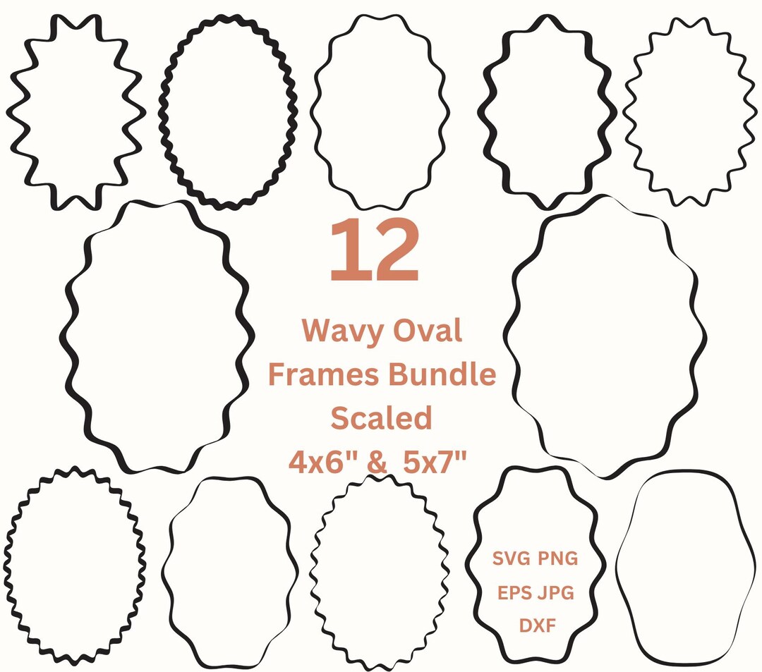 Squiggle Oval SVG Wavy Borders Clipart Hand Drawn Frames PNG Invitation ...