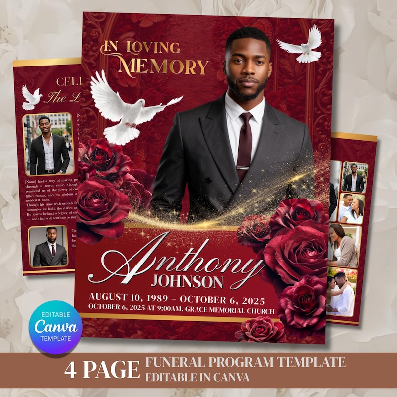 Obituary Template Dove - Etsy