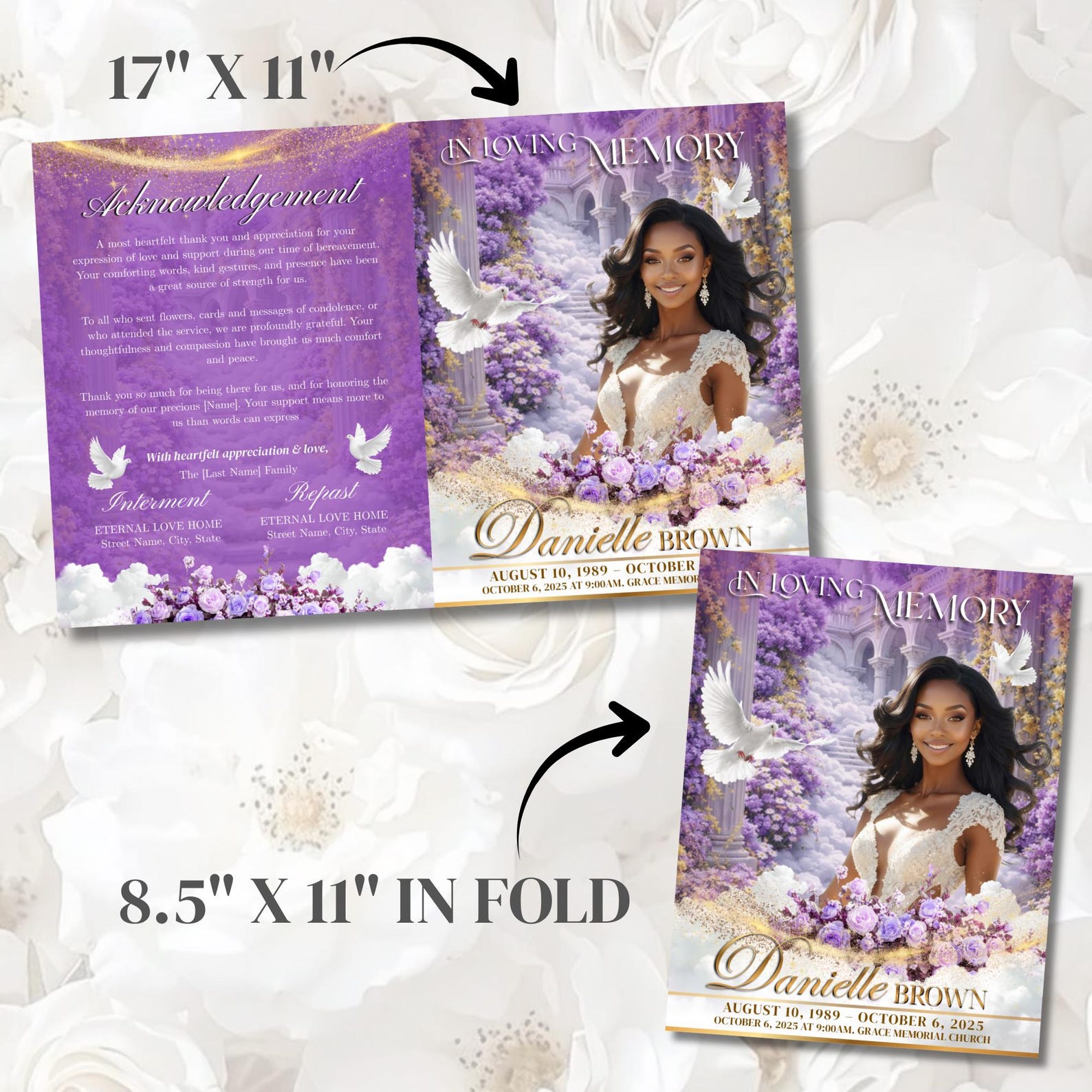 Funeral Program Template | Obituary Template for Women | 8-page ...