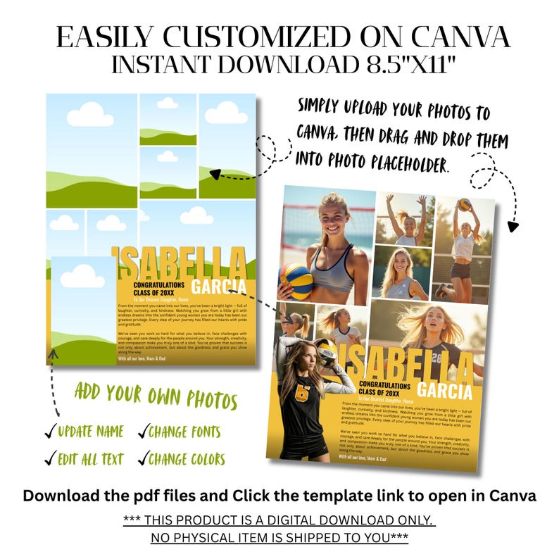 Senior Yearbook Ad Template | Full Page Girl | Sport Graduation Photo ...