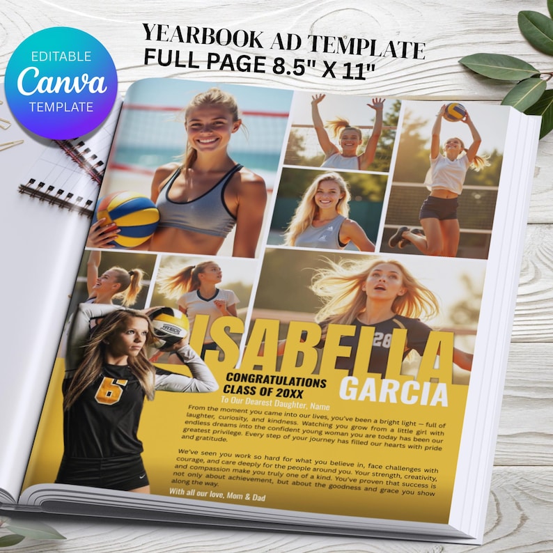 Senior Yearbook Ad Template | Full Page Girl | Sport Graduation Photo ...