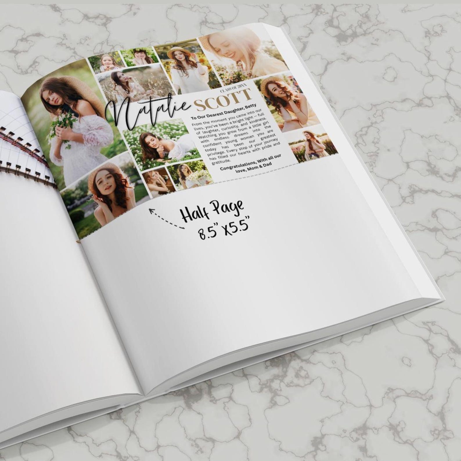 Senior Yearbook Ad Template | Half Page Girl Layout | Graduation ...