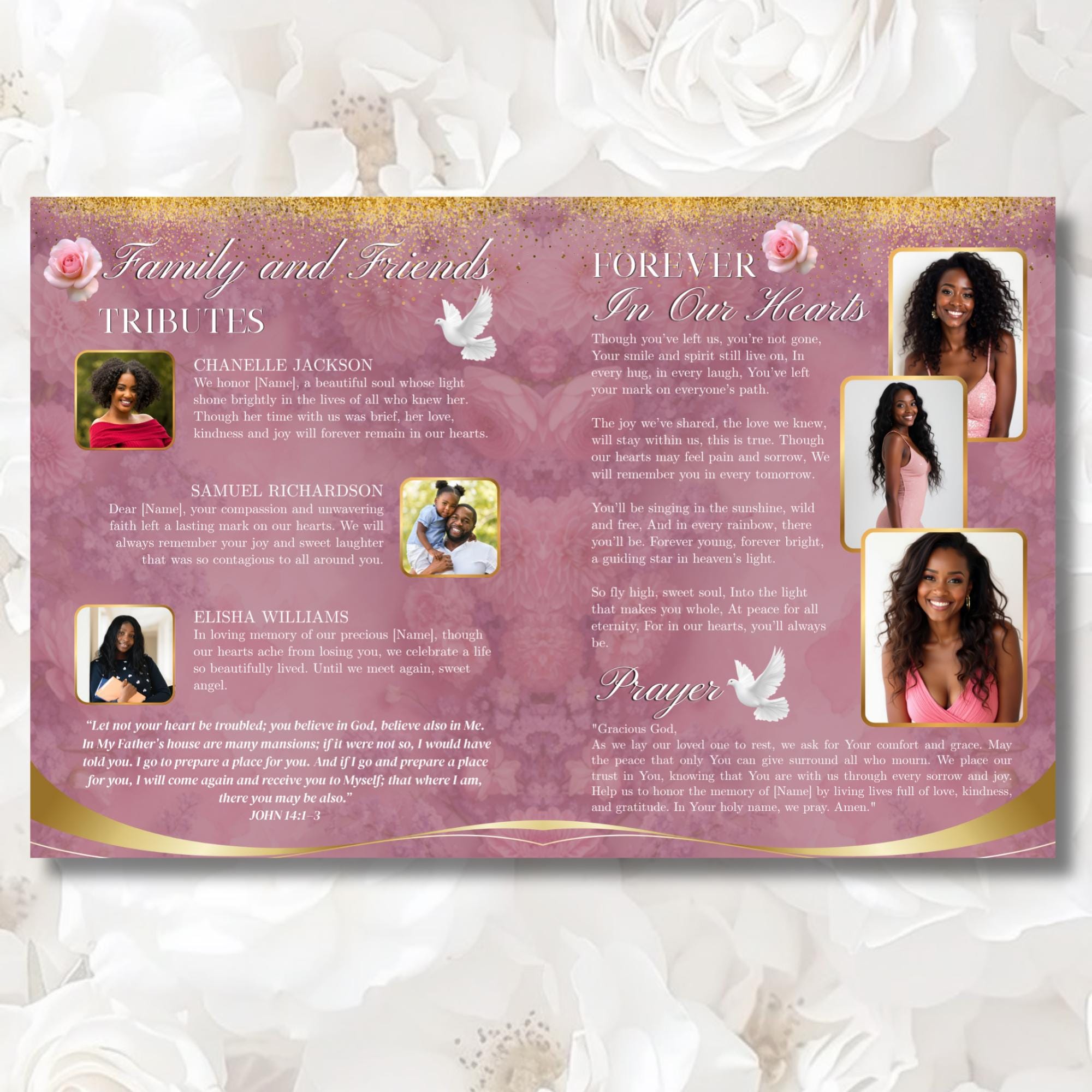 Funeral Program Template | Obituary Template for Women | 8-page ...