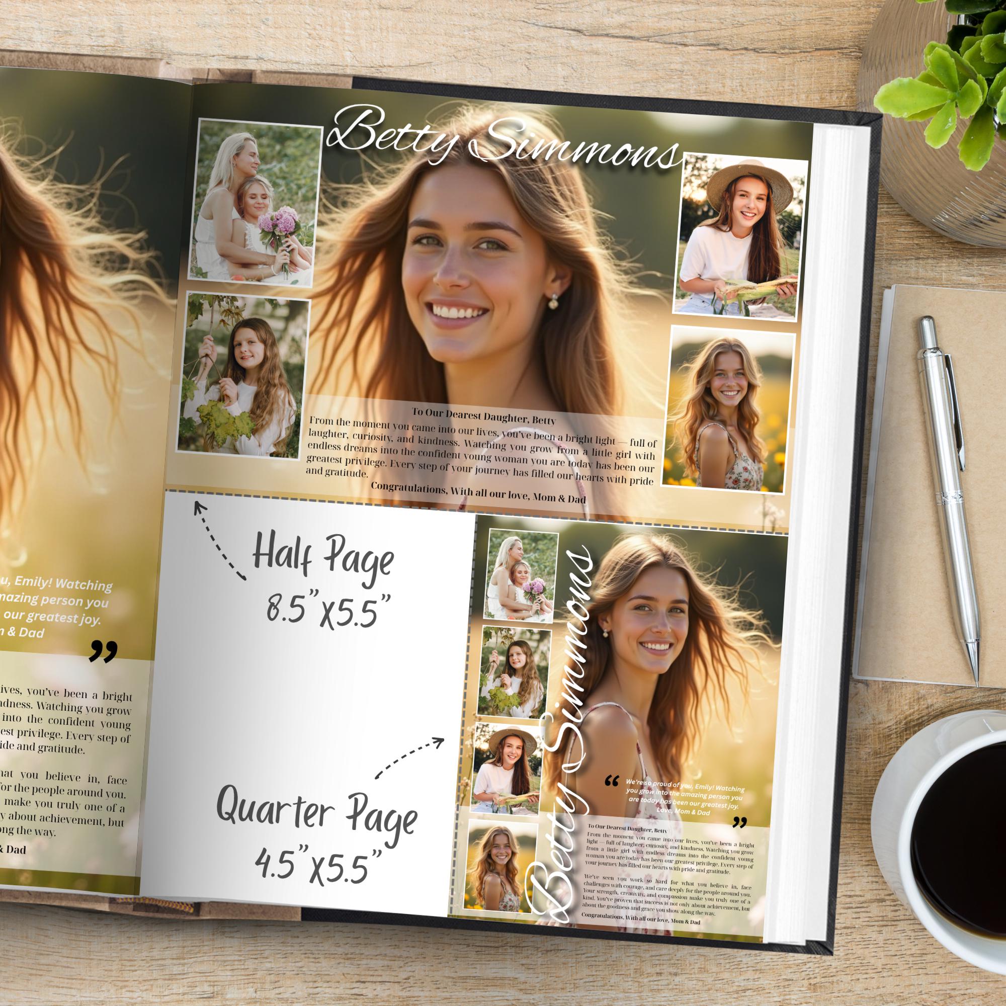 Senior Yearbook Ad Template | Full, Half, Quarter Page Girl ...