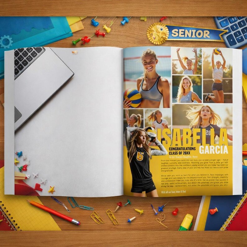 Senior Yearbook Ad Template | Full Page Girl | Sport Graduation Photo ...