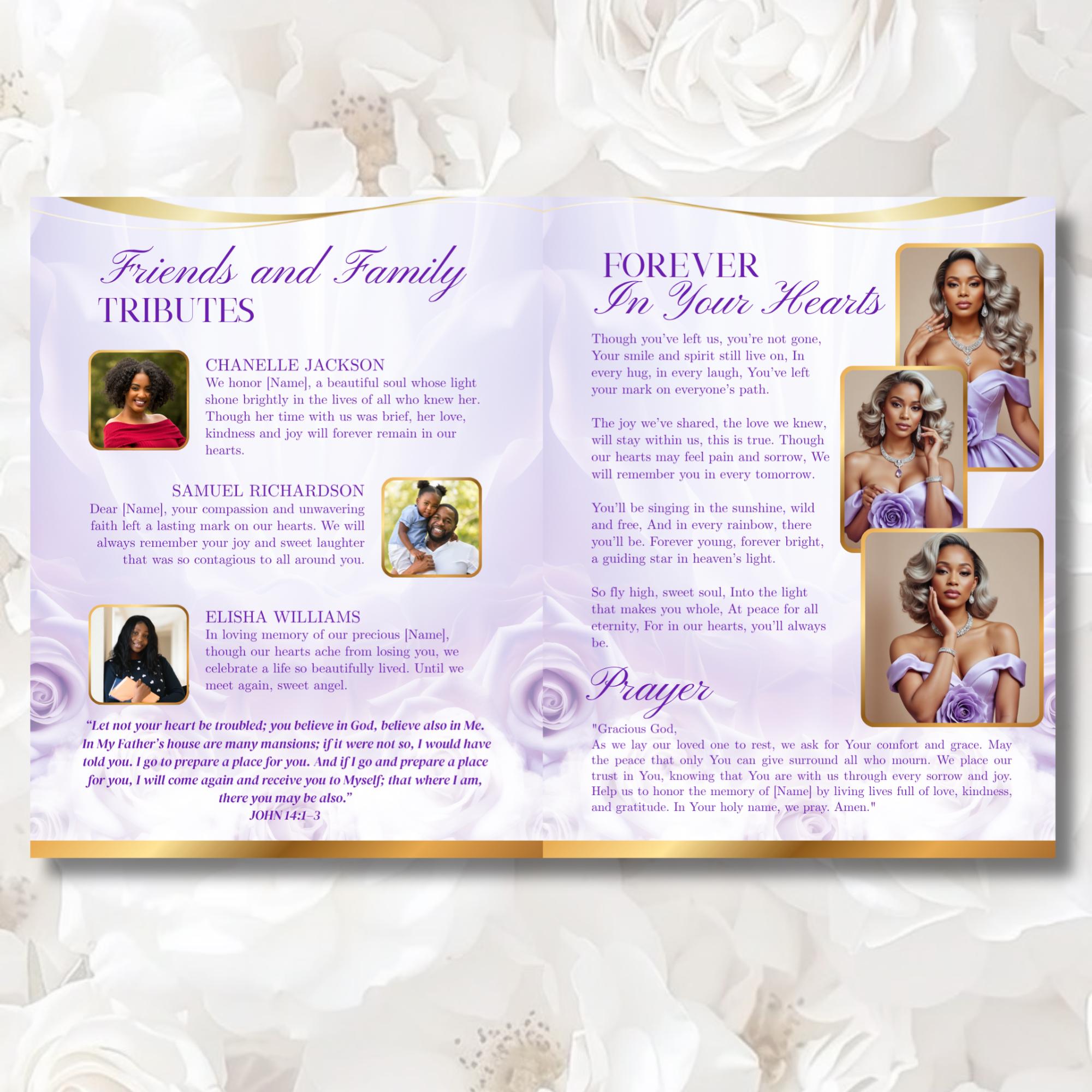 Funeral Program Template | Obituary Template for Women | 8-page ...
