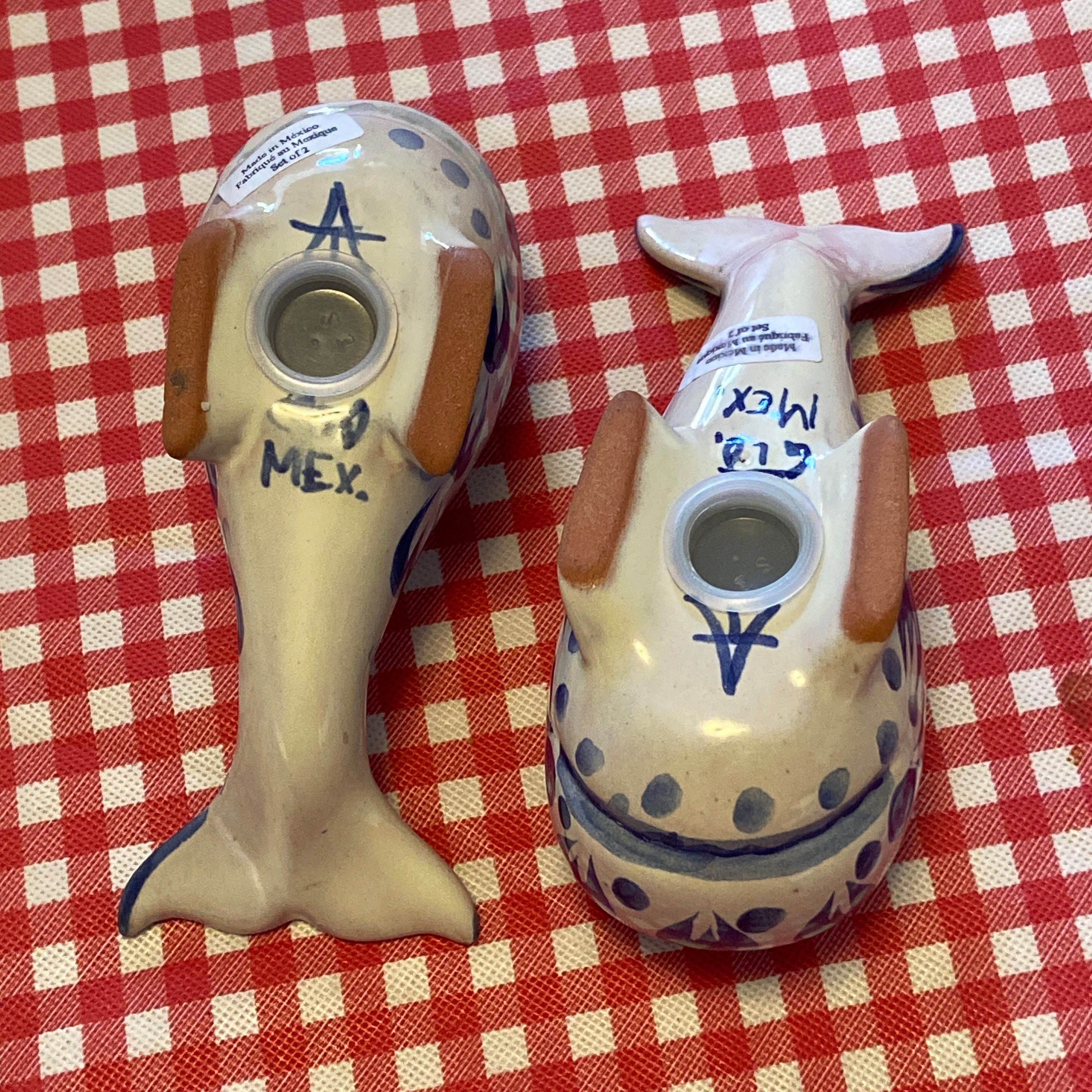 Vintage Whale Salt & Pepper Shakers Handmade in Mexico by Anthropology ...