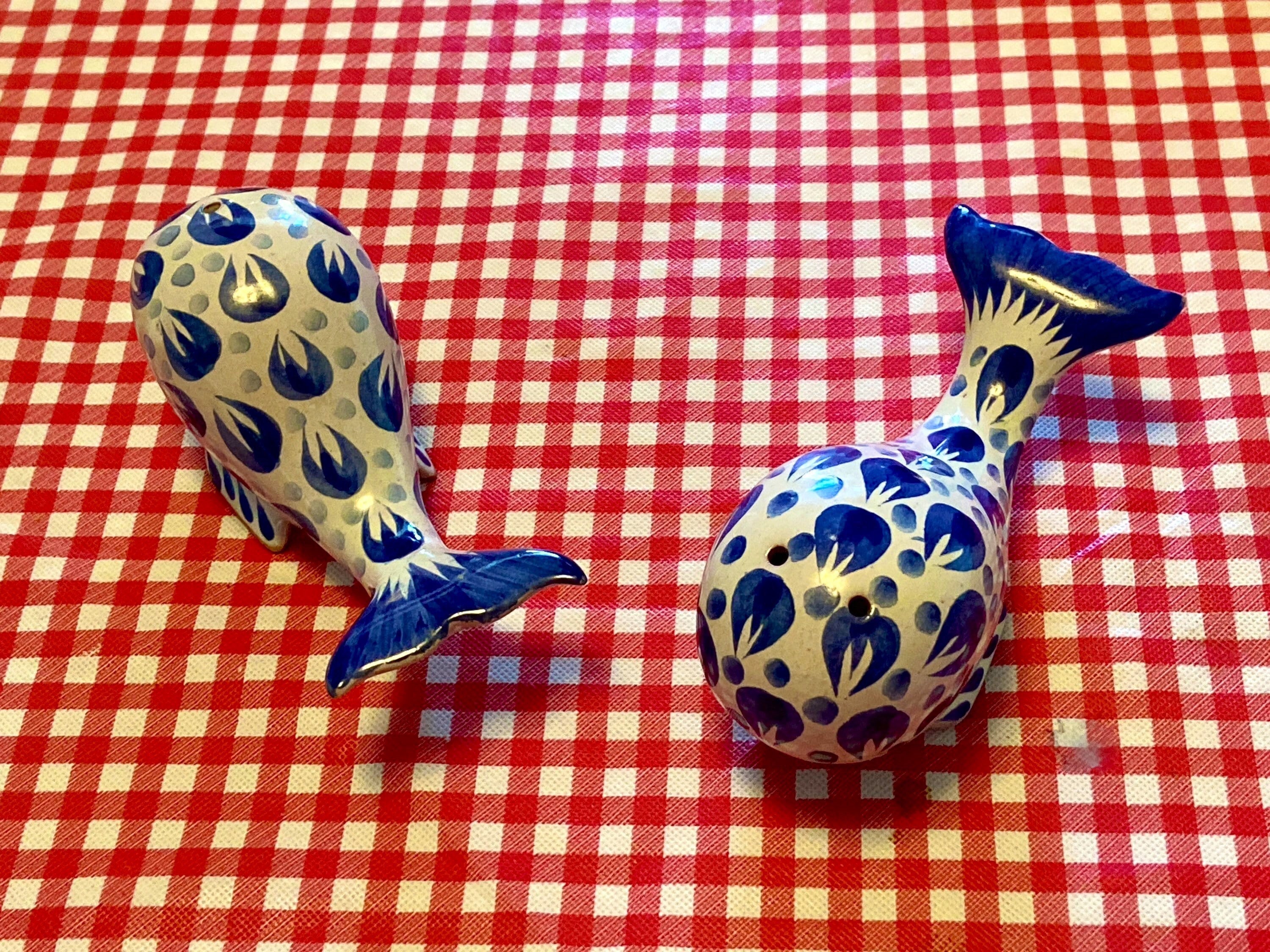 Vintage Whale Salt & Pepper Shakers Handmade in Mexico by Anthropology ...