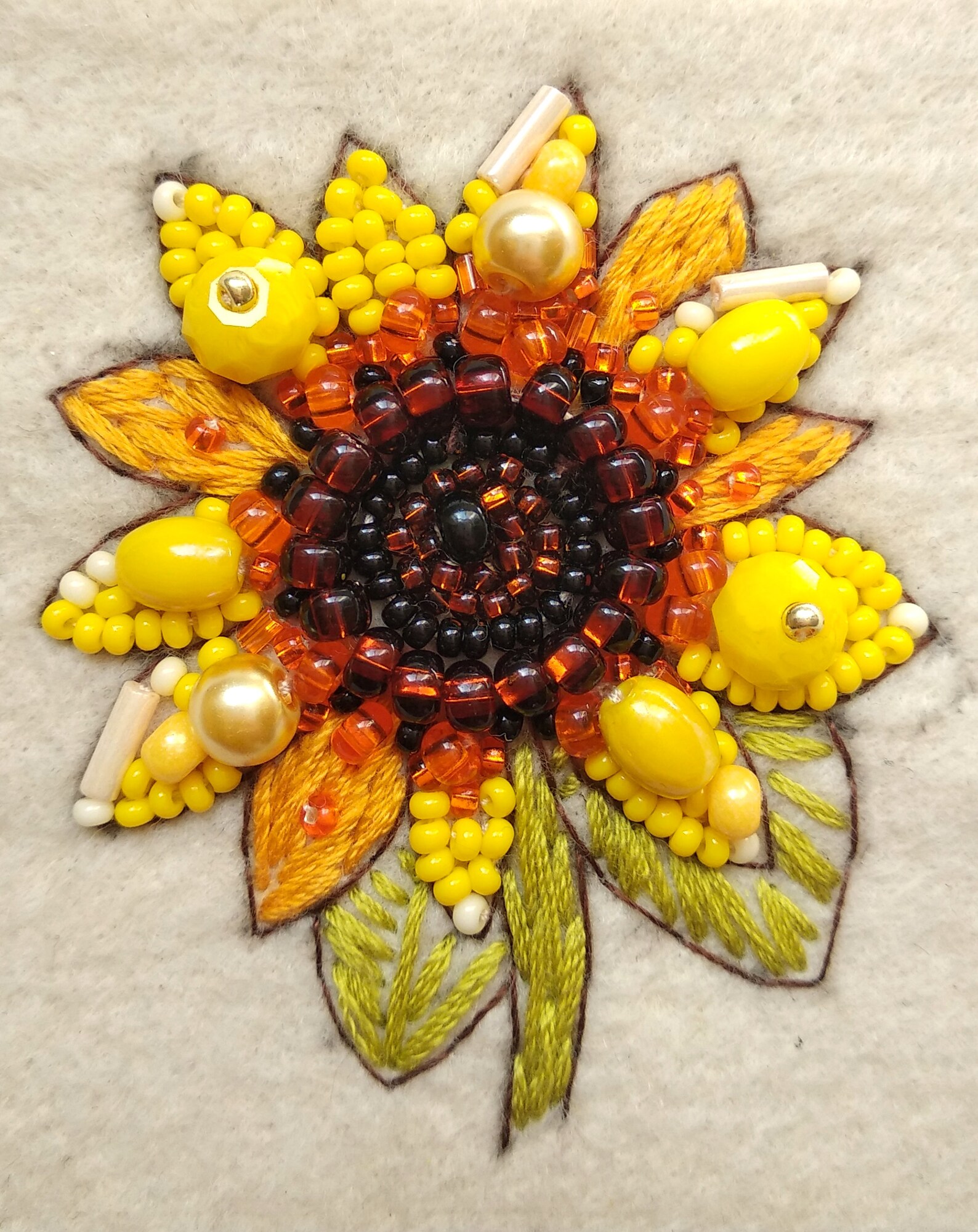 Sunflower Pin Brooch Sunflower Jewelry Felt Sunflower Bead | Etsy