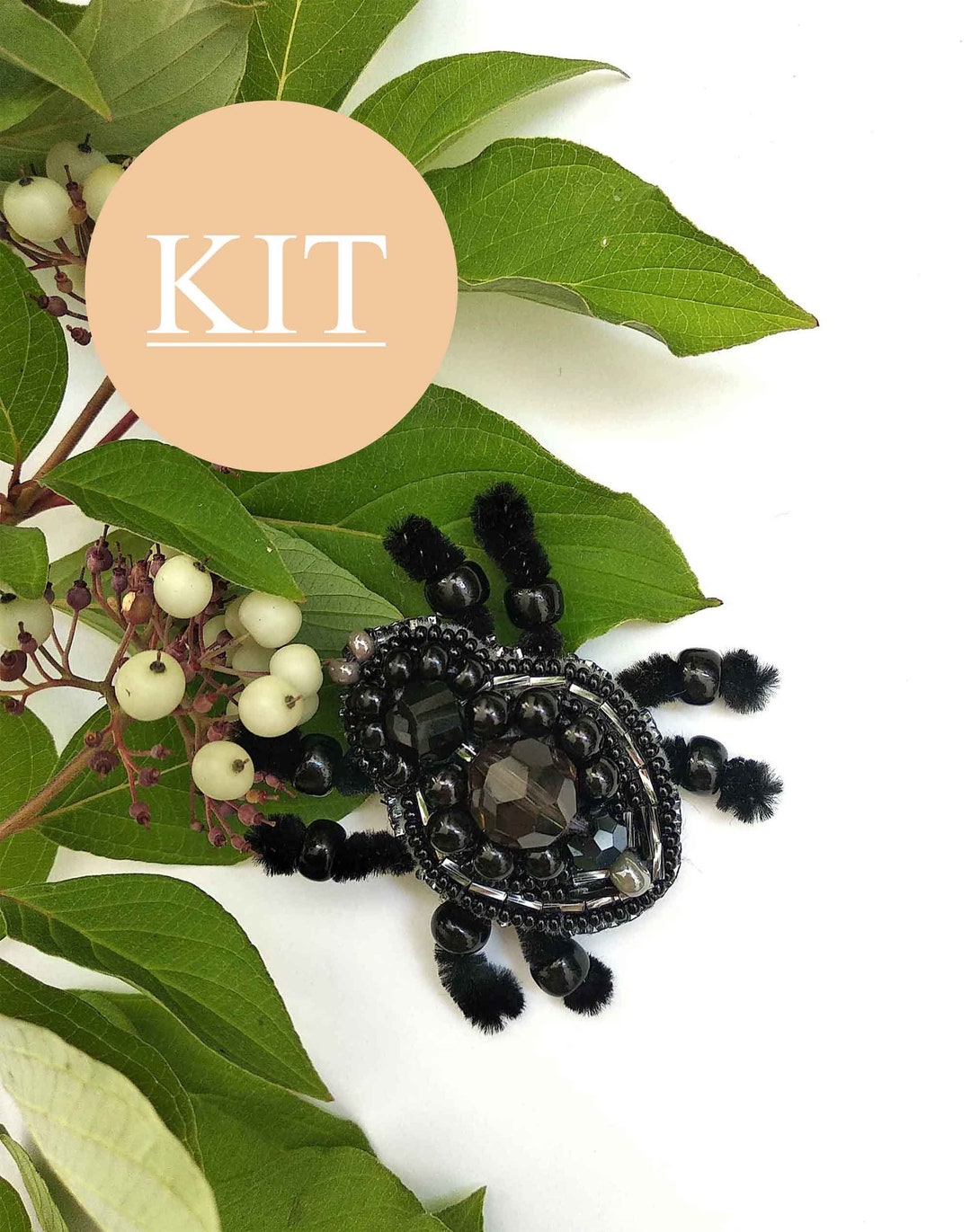 Spider Brooch, Beaded Spider, Diy Jewelry Kit, Halloween Spider Pin - Etsy