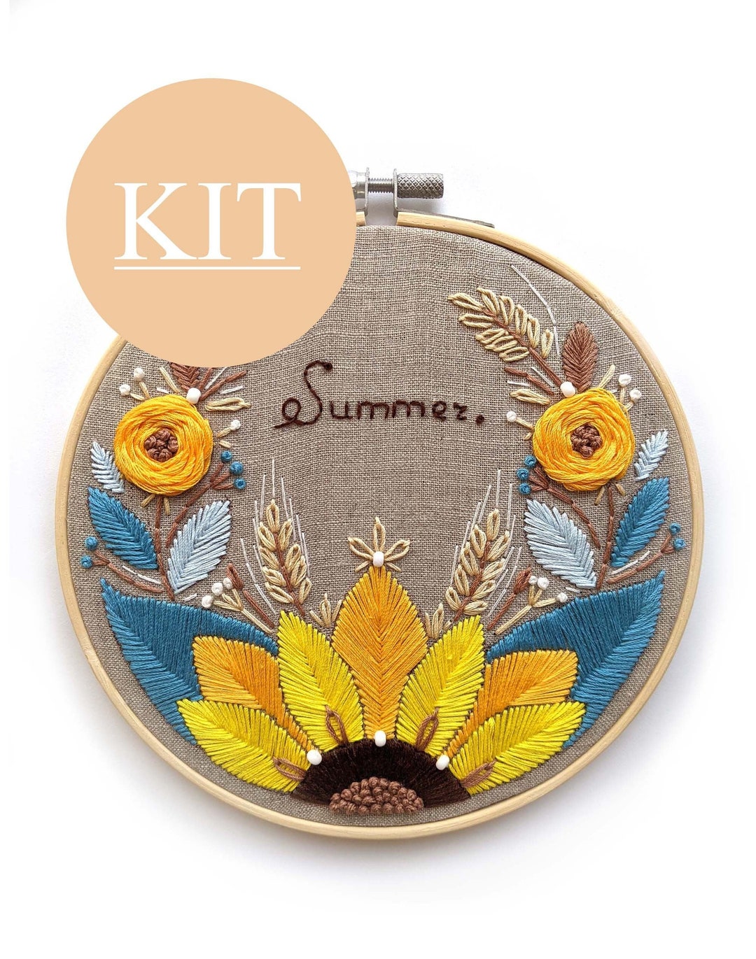 Summer Embroidery Sun Embroidery Hello Summer DIY Craft Kit - Etsy UK