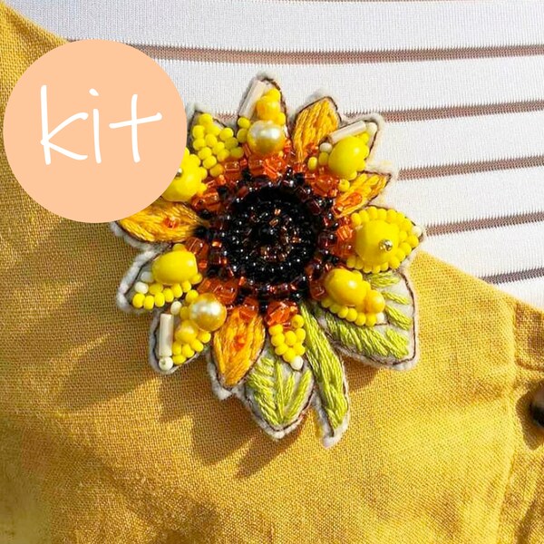 Sunflower Brooch - Etsy