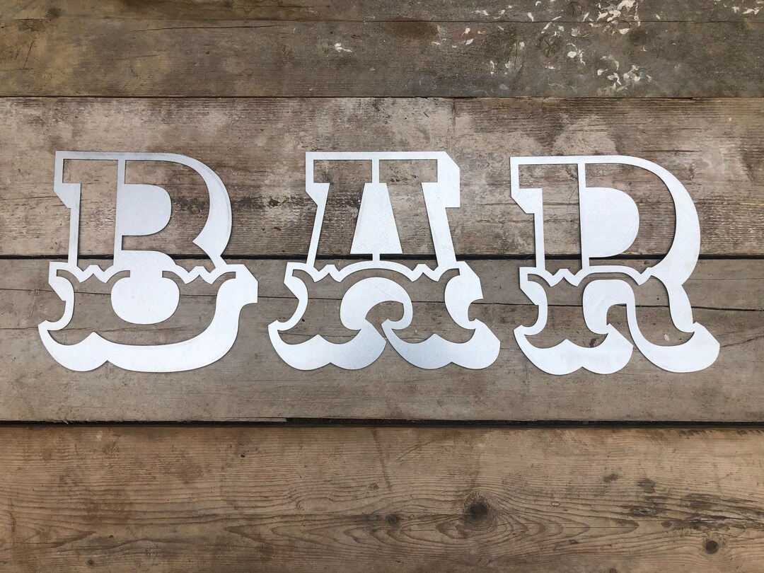 STEEL BAR SIGN in Carnival Letters Vintage Bar Decor Garden - Etsy