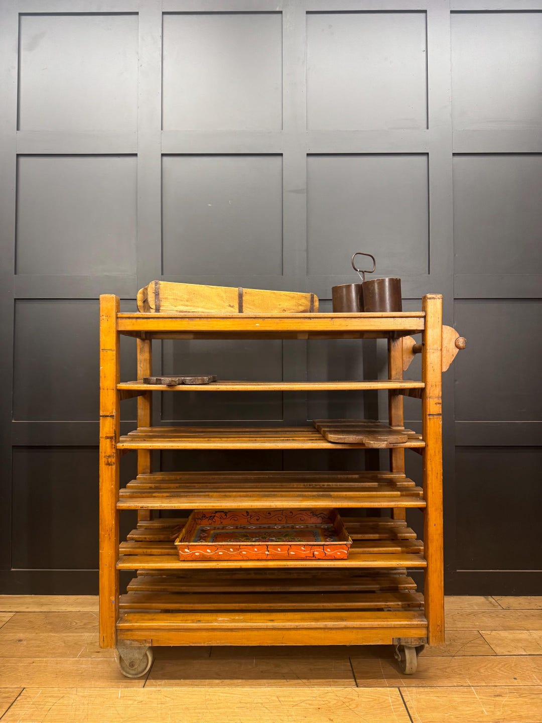 Vintage Industrial Bakers Trolley Shoe Rack Shop Kitchen Display ...