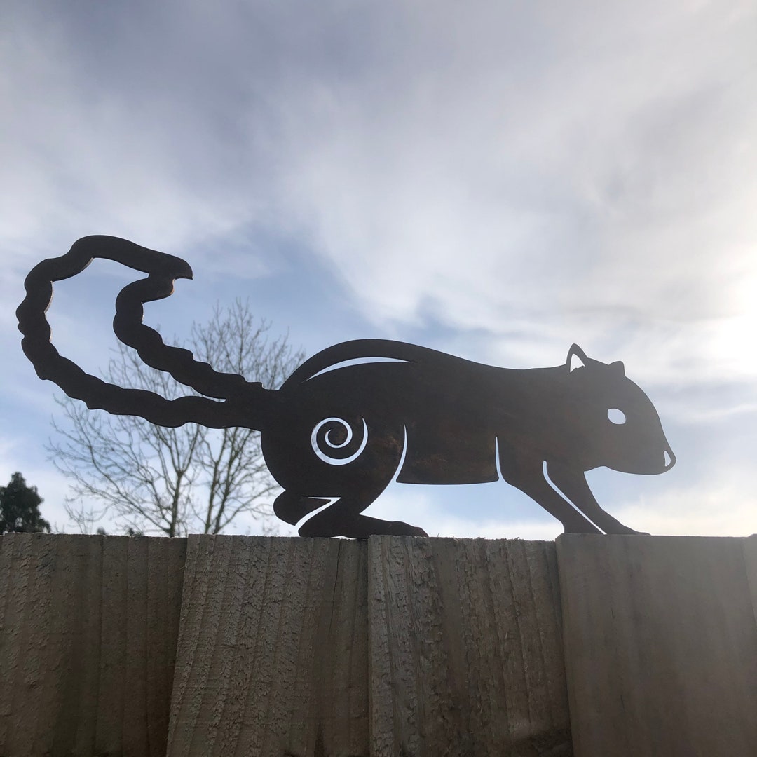 Rustic Decoration / Rusty Metal Squirrel / Fence Topper / Post Topper ...